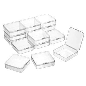 pure future 16 pieces small plastic bead storage containers and organizer transparent boxes with hinged lid, clear craft supply box for diy art craft accessor, jewelry, diamonds(3.3*3.3*1 inches)