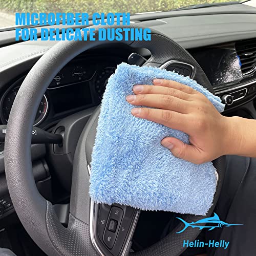 Helin-Helly Edgeless Microfiber Towels for Cars, Car Drying Towel,Microfiber Drying Towels for Cars Detailing, 16 * 16 Inches, Blue, 8 Pack