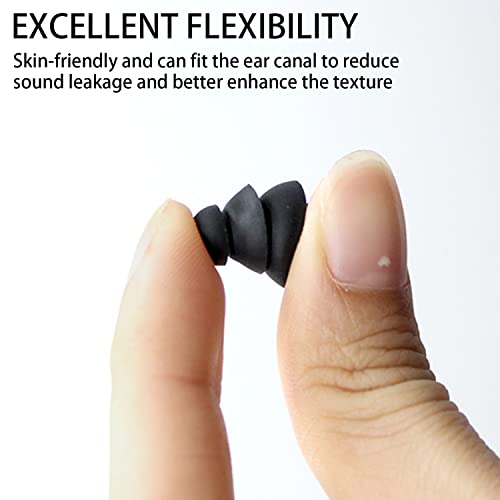 TORMEN Triple Flange Replacement Ear Tips Sleeves, Conical Silicone  Earbuds Noise Eartips Compatible for Inside Diameter 4mm-5mm in-Ear Earphones [S/M/L 3 Size] (6 Pairs, Black)