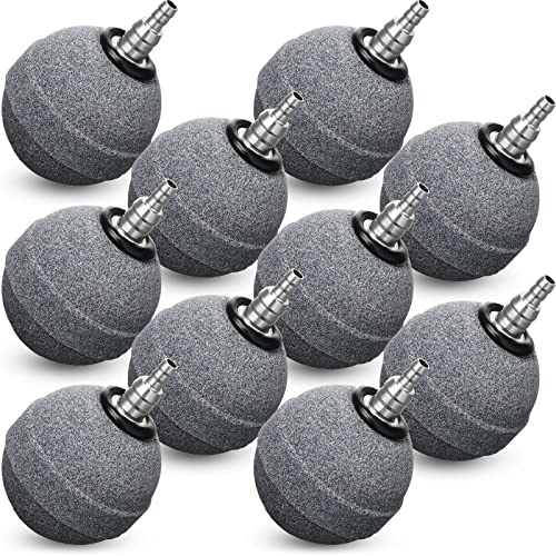 10 Pieces 2 Inch Air Stones for Aquarium Air Stone Ball Diffuser Release Tool Fish Tank Air Stone for Aquarium Air Stones Fish Tanks Buckets Ponds and DWC Reservoirs Accessories, Gray