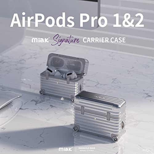 miak Airpods Pro Case Cover 2019, Protective Case with Keychain for Apple Airpods PRO, Silver