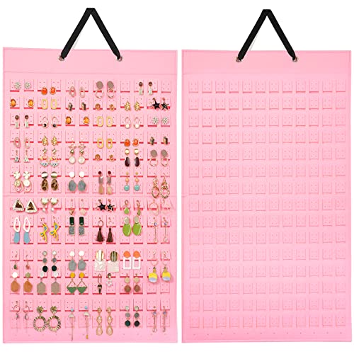 Lolalet Hanging Earring Organizer Earring Holder with 20 Hooks, Holds Up to 360 Pairs, Wall Earrings Hanger Pierced Earring Storage for Women Girls, Large Felt Stud Earring Display -Pink, 1 Pack