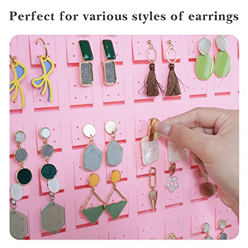 Lolalet Hanging Earring Organizer Earring Holder with 20 Hooks, Holds Up to 360 Pairs, Wall Earrings Hanger Pierced Earring Storage for Women Girls, Large Felt Stud Earring Display -Pink, 1 Pack