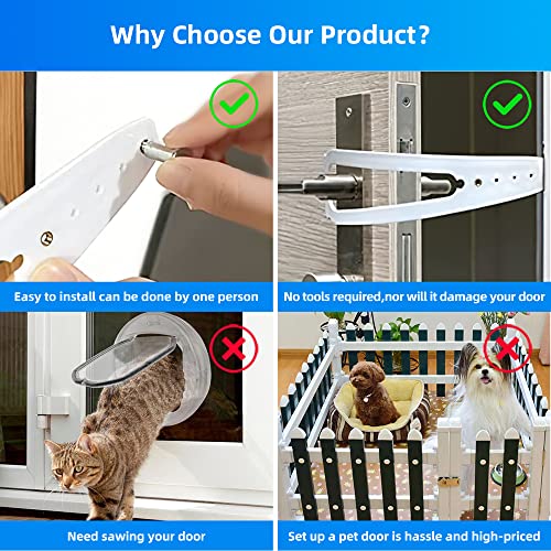 2PCS Cat Door Holder Latch, White Cat Door Alternative Installs Fast Flex Latch Strap, Stronger Flex Door Stopper Alternative Installs Fast Flex Latch Strap,4.5 inch Thick No Measuring Extra Easy