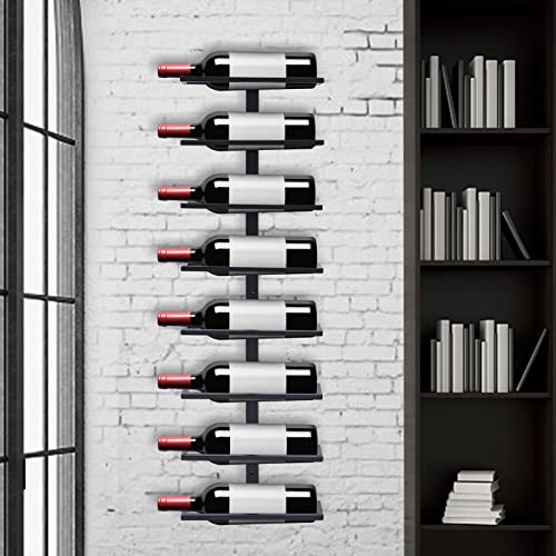 Gdrasuya10 8 Bottle Wall Mounted Wine Rack Wall Wine Rack Stylish Modern Wine Storage with Label Wine Holder for Kitchen Dining Room Bar, Black