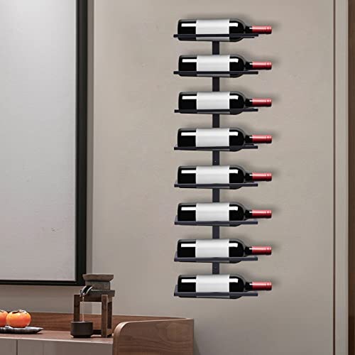 Gdrasuya10 8 Bottle Wall Mounted Wine Rack Wall Wine Rack Stylish Modern Wine Storage with Label Wine Holder for Kitchen Dining Room Bar, Black