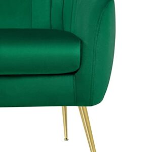 Yaheetech Accent Chair, Modern Barrel Vanity Chair with Gold Metal Legs, Tufted Accent Armchair for Living Room/Bedroom/Office/Makeup Room Green, Set of 2