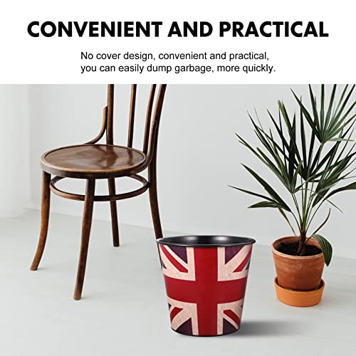 GANAZONO Vintage Leather Trash Can Retro Waste Toillet Paper Garbage Bin Basket Wastebasket Dustbin for Bathroom Bedroom Office British Flag