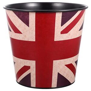 GANAZONO Vintage Leather Trash Can Retro Waste Toillet Paper Garbage Bin Basket Wastebasket Dustbin for Bathroom Bedroom Office British Flag