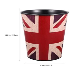 GANAZONO Vintage Leather Trash Can Retro Waste Toillet Paper Garbage Bin Basket Wastebasket Dustbin for Bathroom Bedroom Office British Flag