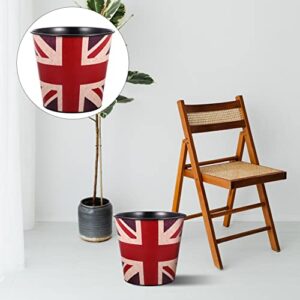 GANAZONO Vintage Leather Trash Can Retro Waste Toillet Paper Garbage Bin Basket Wastebasket Dustbin for Bathroom Bedroom Office British Flag