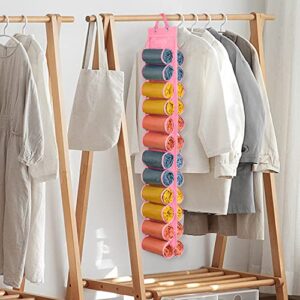 Lirex Hanging Yoga Legging Storage Organizer with 24 Pockets, Foldable Oxford Cloth Hanging Closet Organizer Shirts Jeans Storage Hanger Socks Holder for Family Closet Bedroom, Pink