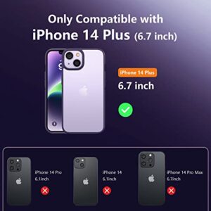 LK [3-in-1 for iPhone 14 Plus Case, with 2 Pcs Enhanced Lens Protectors + 2 Pcs 9H Tempered Glass Screen Protector [Military Grade Shockproof] [Anti-Fingerprint] Matte Slim Phone Case - Matte Purple