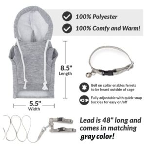 Ferret Sweater, Leash and Collar Set - Ferret Costume - Ferret Accessories - Small Ferret Clothes - Clothes for Ferrets - Ferret Stuff - Hoodies for Ferrets with Leash, Harness, and Collar