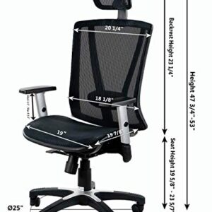 ErgoMax Ergonomic Height Adjustable, Home Office, Mesh, Desk, Computer Lumbar Support, Back Relief, Comfortable Breathable Chair, 52 Inch Max, Brown