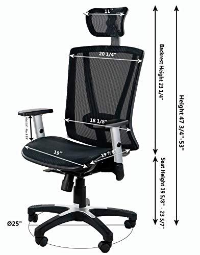 ErgoMax Ergonomic Height Adjustable, Home Office, Mesh, Desk, Computer Lumbar Support, Back Relief, Comfortable Breathable Chair, 52 Inch Max, Brown