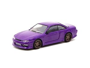 vertex silvia s14 rhd (right hand drive) purple metallic global64 series 1/64 diecast model car by tarmac works t64g-018-pu