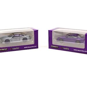 Vertex Silvia S14 RHD (Right Hand Drive) Purple Metallic Global64 Series 1/64 Diecast Model Car by Tarmac Works T64G-018-PU