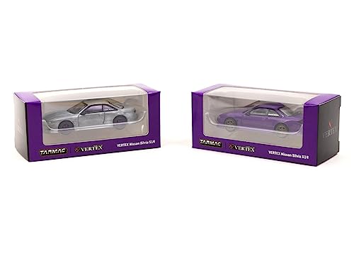 Vertex Silvia S14 RHD (Right Hand Drive) Purple Metallic Global64 Series 1/64 Diecast Model Car by Tarmac Works T64G-018-PU