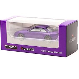 Vertex Silvia S14 RHD (Right Hand Drive) Purple Metallic Global64 Series 1/64 Diecast Model Car by Tarmac Works T64G-018-PU