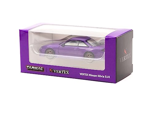 Vertex Silvia S14 RHD (Right Hand Drive) Purple Metallic Global64 Series 1/64 Diecast Model Car by Tarmac Works T64G-018-PU