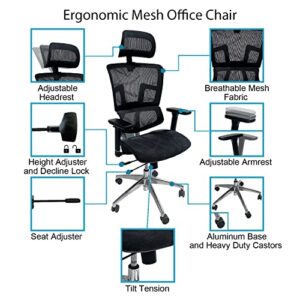 ErgoMax Ergonomic Adjustable, Breathable Mesh Fabric, Home Office Chair, 53 in. Max Height, Gray