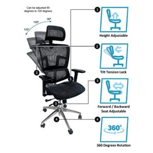 ErgoMax Ergonomic Adjustable, Breathable Mesh Fabric, Home Office Chair, 53 in. Max Height, Gray