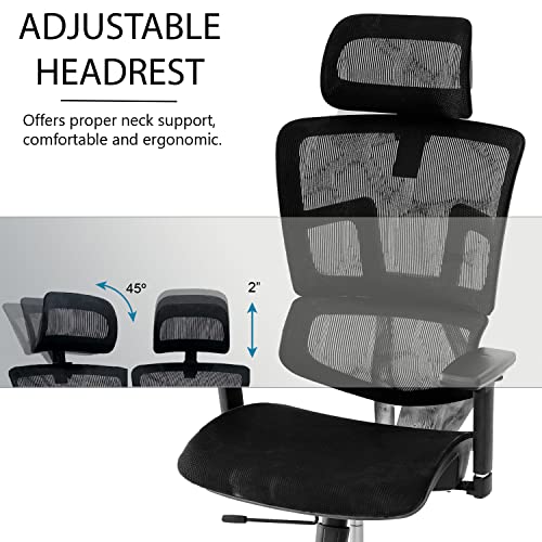 ErgoMax Ergonomic Adjustable, Breathable Mesh Fabric, Home Office Chair, 53 in. Max Height, Gray