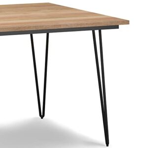 SIMPLIHOME Hunter SOLID MANGO WOOD and Metal 42 Inch Wide Square Industrial Dining Table in Natural, For the Dining Room