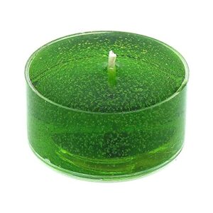 24 pack clear unscented kelly green color up to 8 hour mineral oil based tea light candles for home and special events by the gel candle company™