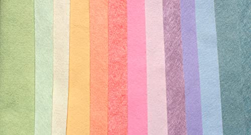 Wool Felt Blend, Merino Wool and Rayon,12x18 inch, 12 Sheets (Pastel)