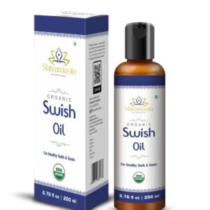 Shivamastu Ayurveda Swish Oil– Organic Oil Pulling Rinse with Coconut Oil– for Oral Health, Teeth, & Gums* – 6.76 fl oz - 200ml