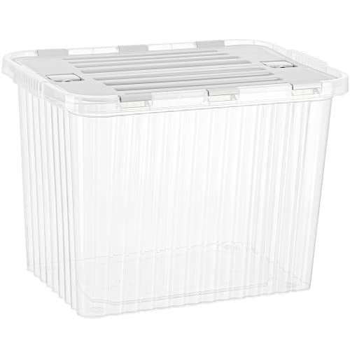 Superio 13 Gallon Hinged Lid Storage Tote; Stackable Storage Container with Lid (52 Quart, Bin with Hinged Lid)