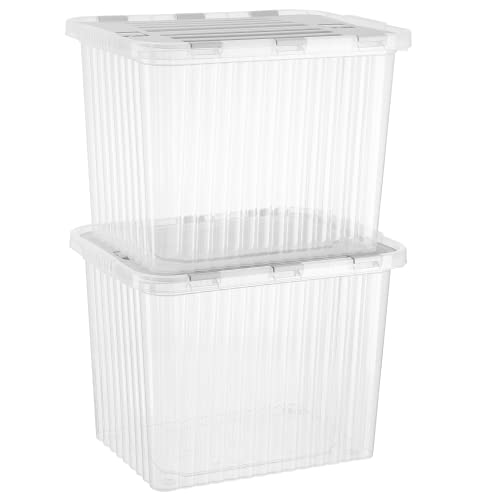 Superio 13 Gallon Hinged Lid Storage Tote; Stackable Storage Container with Lid (52 Quart, Bin with Hinged Lid)