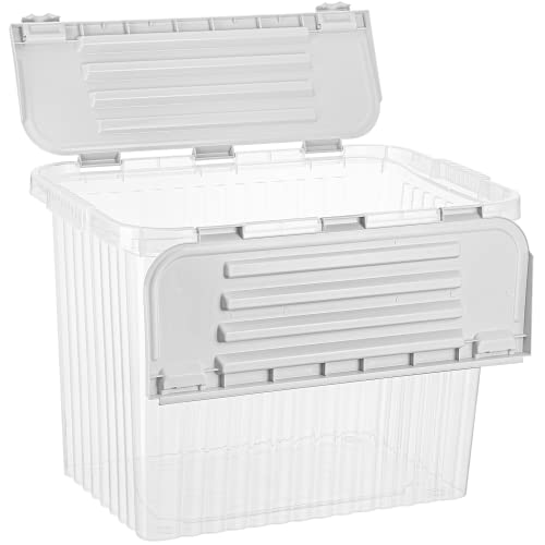 Superio 13 Gallon Hinged Lid Storage Tote; Stackable Storage Container with Lid (52 Quart, Bin with Hinged Lid)