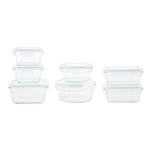 glasslock microwave and dishwasher safe tempered glass food storage containers with locking lids for storing leftovers and meal prep, 16 piece set