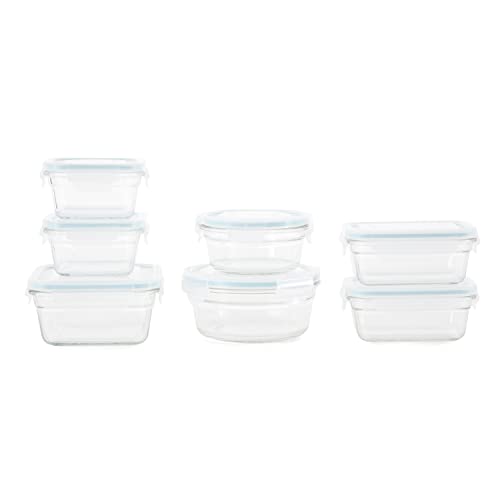 GLASSLOCK Microwave and Dishwasher Safe Tempered Glass Food Storage Containers with Locking Lids for Storing Leftovers and Meal Prep, 16 Piece Set