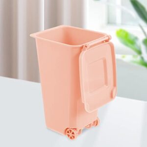 Tofficu Trash Cans 4pcs Mini Desktop Trash Can Desktop Curbside Garbage Bin with Lid Plastic Pen Brush Holder Bucket Decorative Waste Can Small Garbage Container for Home Organization Plastic Bins