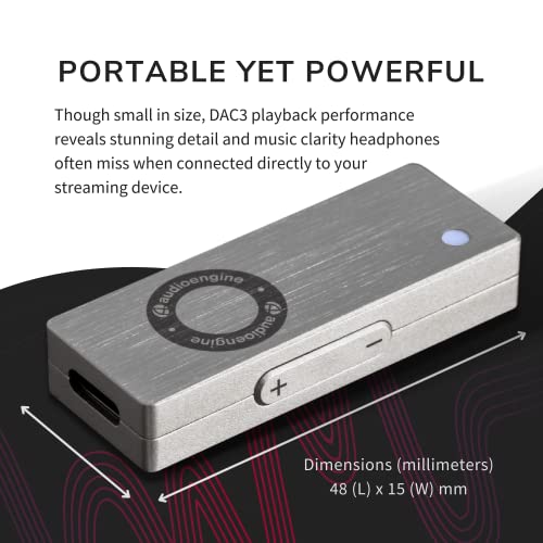 Audioengine DAC3 32-Bit Portable DAC and Headphone Amplifier | Hi-Fi Professional Digital Audio Converter for Headphones, Android, iPhone, Laptop, Desktop