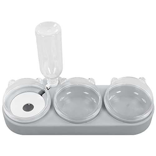 Zerodis Triple Cat Bowls, 3 in 1 Pet Feeder Bowls Pet Water and Food Bowl Set with Automatic Water Dispenser Bottle Detachable Bowl for Small Dogs Cats Kitten Puppy Bunny (Gray)