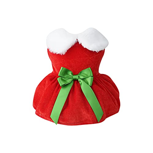 Santa Dog Christmas Outfit Thermal Holiday Puppy Costume Dress Pet Clothes Shirts for Dogs Girl Medium (Green, L)