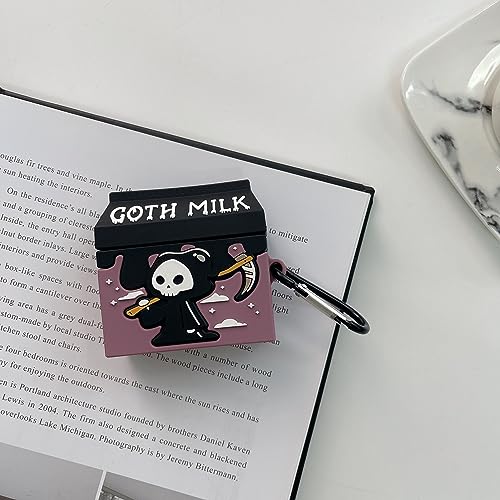 Adorable Case for New Apple AirPods (3rd Generation) Anime Cool Cartoon Cute Kawaii Food Protective Case Anti-Fall Headphone Case for AirPods 3 2021 with Carabiner for Men Women Goth Milk