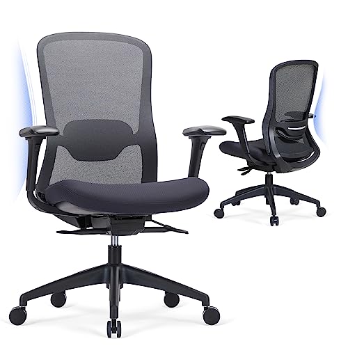 Mesh Office Chair, Ergonomic Chair with Adjustable Lumbar Support, Executive Computer Chair with 4D Armrests, Tilt Lock and Slide Seat, Home Office Desk Chair for Men Women-InkGrey, 2 PC