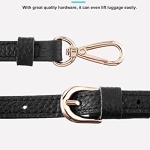 Purse Strap Purse Straps Replacement Crossbody Replacement Straps for Handbags Gold Hardware Genuine Leather(Black)