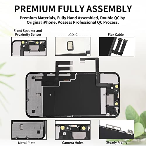 for iPhone 11 Screen Replacement 6.1” with Ear Speaker and Sensor Full Assembly Kit, 3D Touch LCD Display Digitizer Fix Tools with HD Glass Protector Front Earpiece Screws, Repair A2111, A2223, A2221