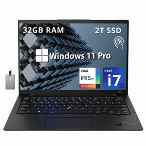 lenovo 2022 thinkpad x1 carbon 14.0" wuxga 60hz low blue light touch business laptop, 12th gen intel core i7-1270p, 32gb ram, 2tb pcie ssd, intel iris xe graphics, win11 pro, black, 32gb usb card