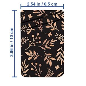 Diascia Pack of 2 - Cellphone Stick on Leather Cardholder ( Rose Gold Foil Florals Pattern Pattern ) ID Credit Card Pouch Wallet Pocket Sleeve