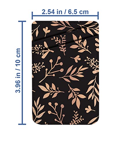 Diascia Pack of 2 - Cellphone Stick on Leather Cardholder ( Rose Gold Foil Florals Pattern Pattern ) ID Credit Card Pouch Wallet Pocket Sleeve