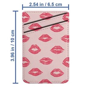 Pack of 2 - Cellphone Stick on Leather Cardholder ( Female Lips Lipstick Kiss Pattern Pattern ) ID Credit Card Pouch Wallet Pocket Sleeve