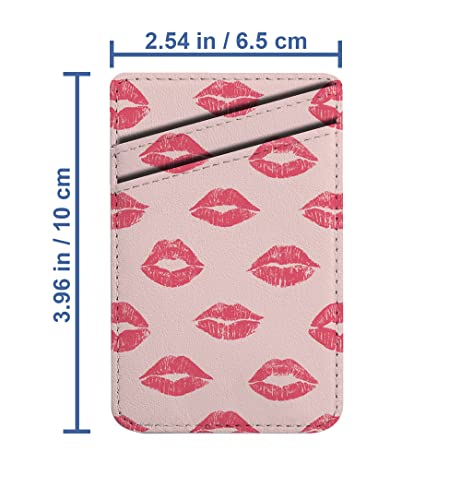 Pack of 2 - Cellphone Stick on Leather Cardholder ( Female Lips Lipstick Kiss Pattern Pattern ) ID Credit Card Pouch Wallet Pocket Sleeve